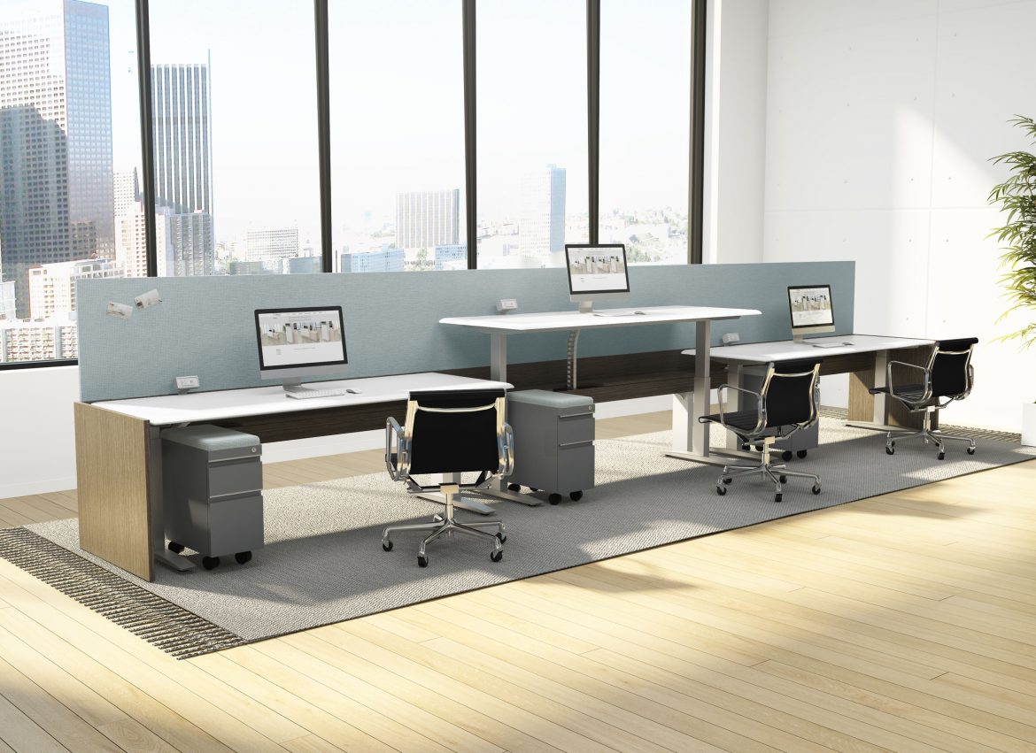 Hover Benching System | DeskMakers | Alan Desk Benching